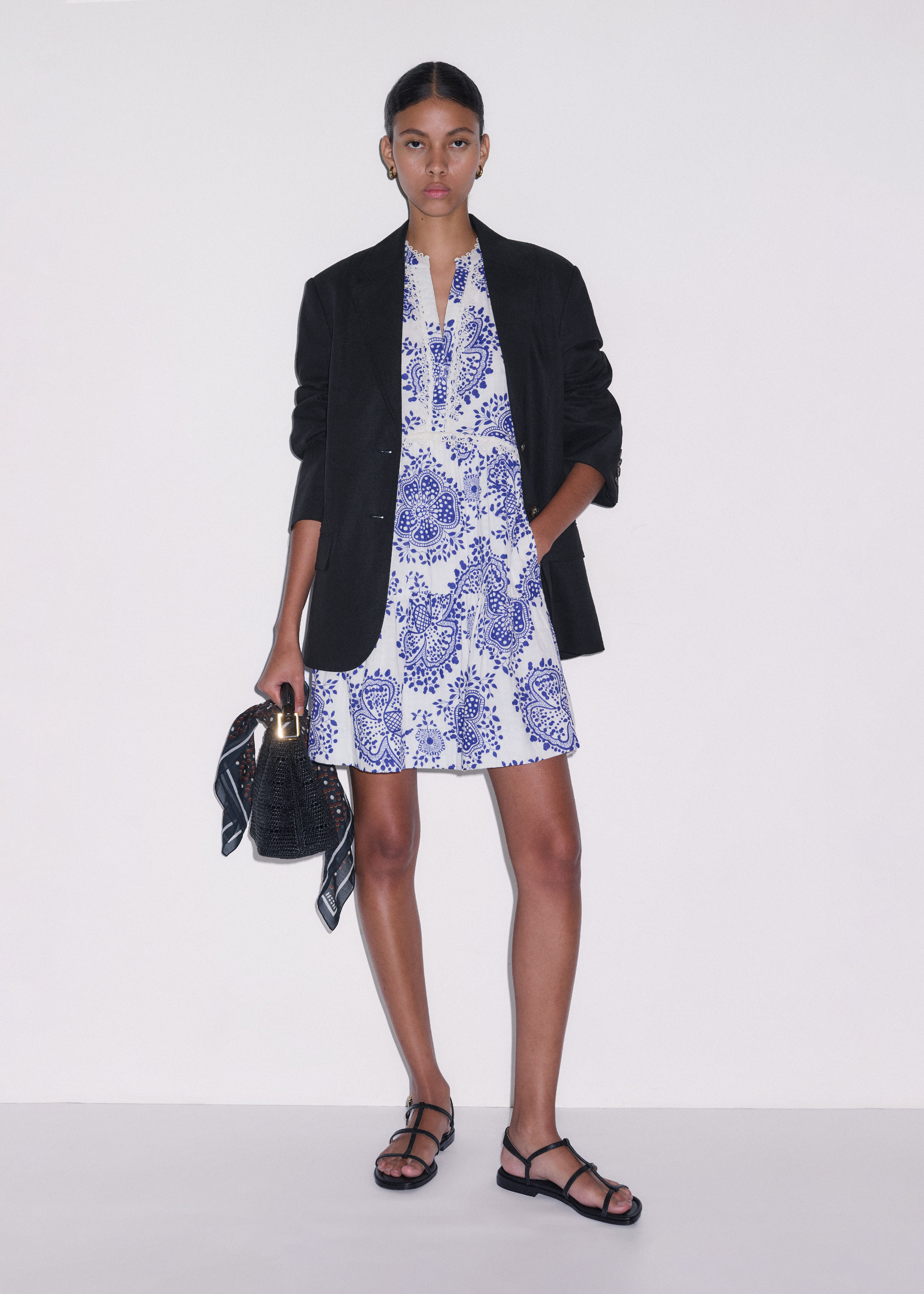 ME+EM Cheesecloth Full Bloom Print Swing Dress